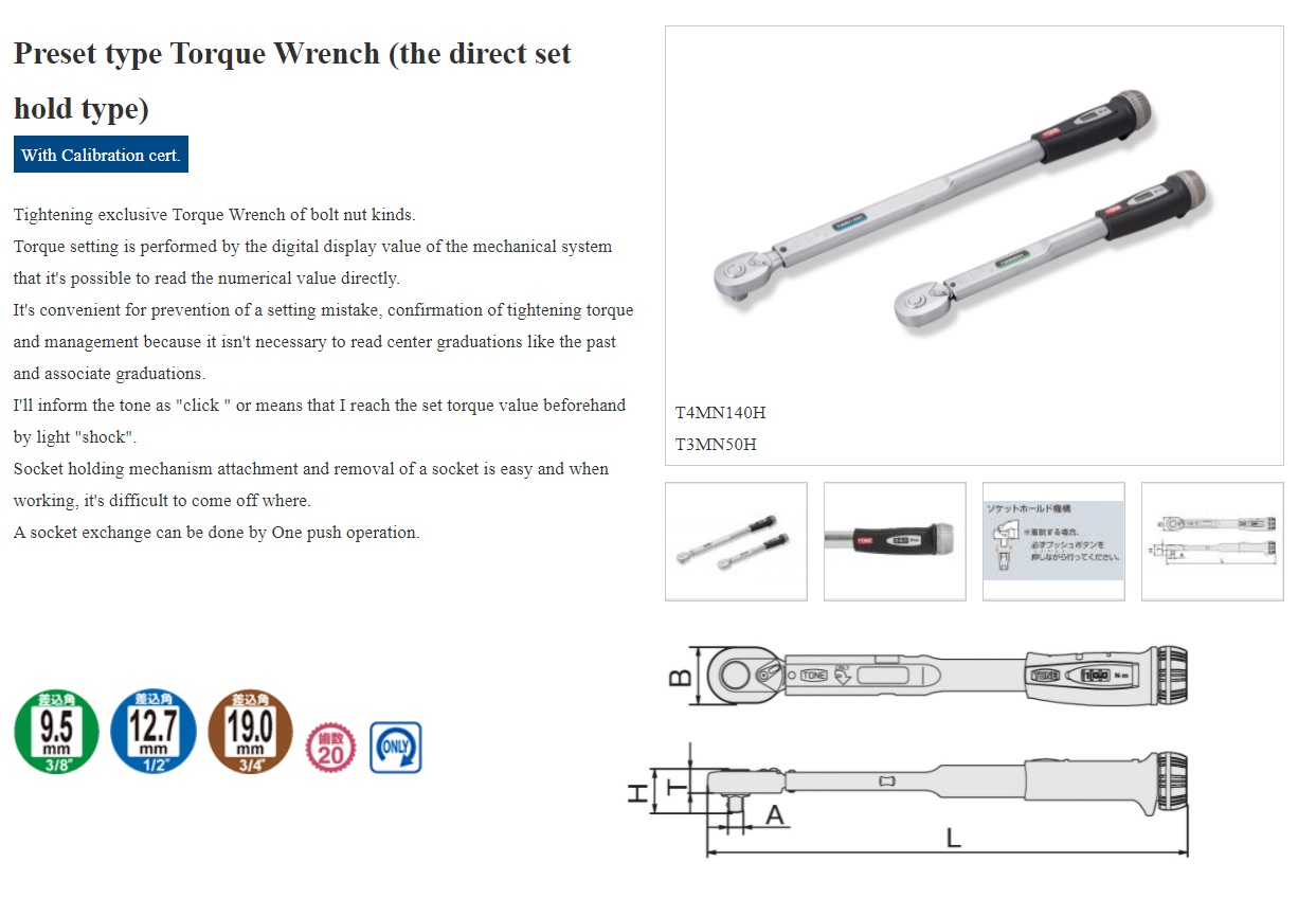 Ichiban Precision Sdn Bhd - Tone - Tone Ratchet Digitorqon, Preset type Torque Wrench (the ...